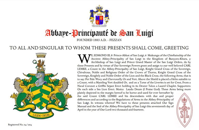 Death of Count Carl Lemke – The Abbey-Principality of San Luigi